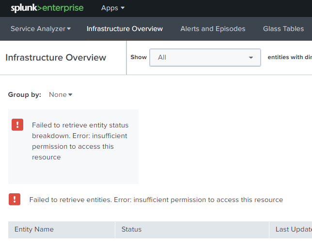 Solved: IT Essential Work - Failed to retrieve entity stat... - Splunk Community