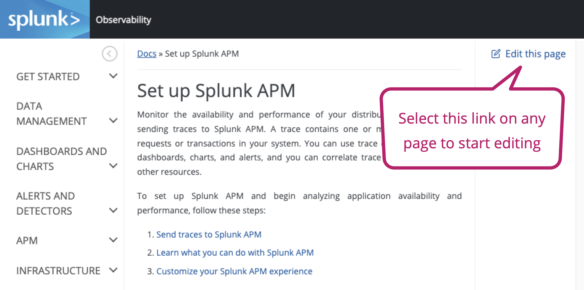 Edit The Splunk Observability Cloud Documentation