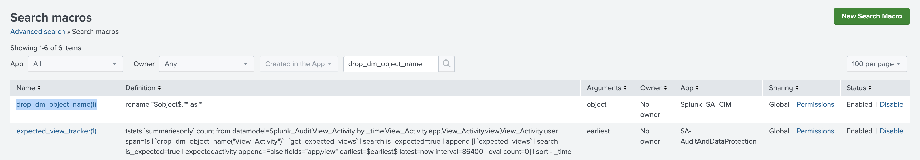 Error: The search specifies a macro 'drop_dm_obje... - Splunk Community
