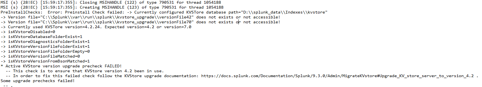 Active Kvstore Version Upgrade Precheck Failed Splunk Community