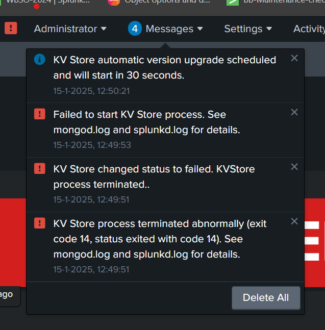 Kvstore Unable To Start After Upgrade To Splunk En Splunk Community