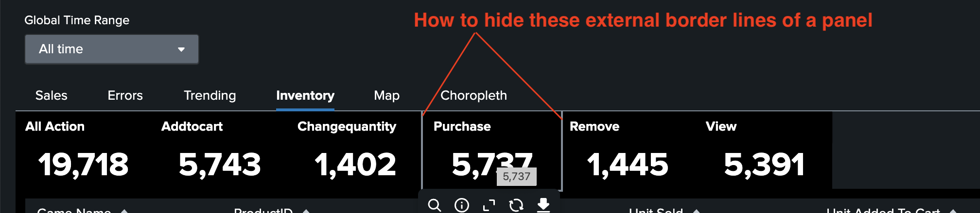How to hide the external border line of a panel in... - Splunk Community