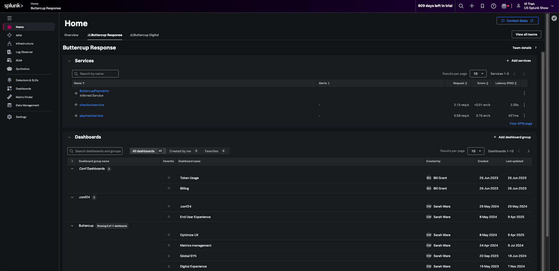 See your relevant APM services, dashboards, and al... - Splunk Community