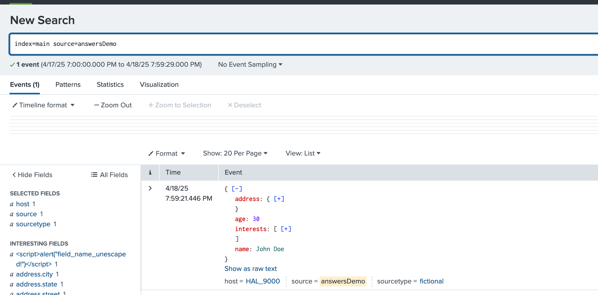 Solved: How to create sample JSON data and display it in a... - Splunk Community